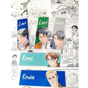 Glossy Laminated Bookmark Levi Ackerman Eren Jaeger Erwin Smith Attack ...