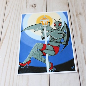Mothman Sexy Pinup Fishnets Art Print Moth Man Cryptids West Virginia ...
