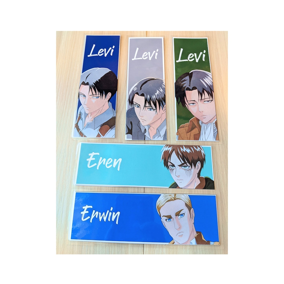 Glossy Laminated Bookmark Levi Ackerman Eren Jaeger Erwin Smith Attack ...