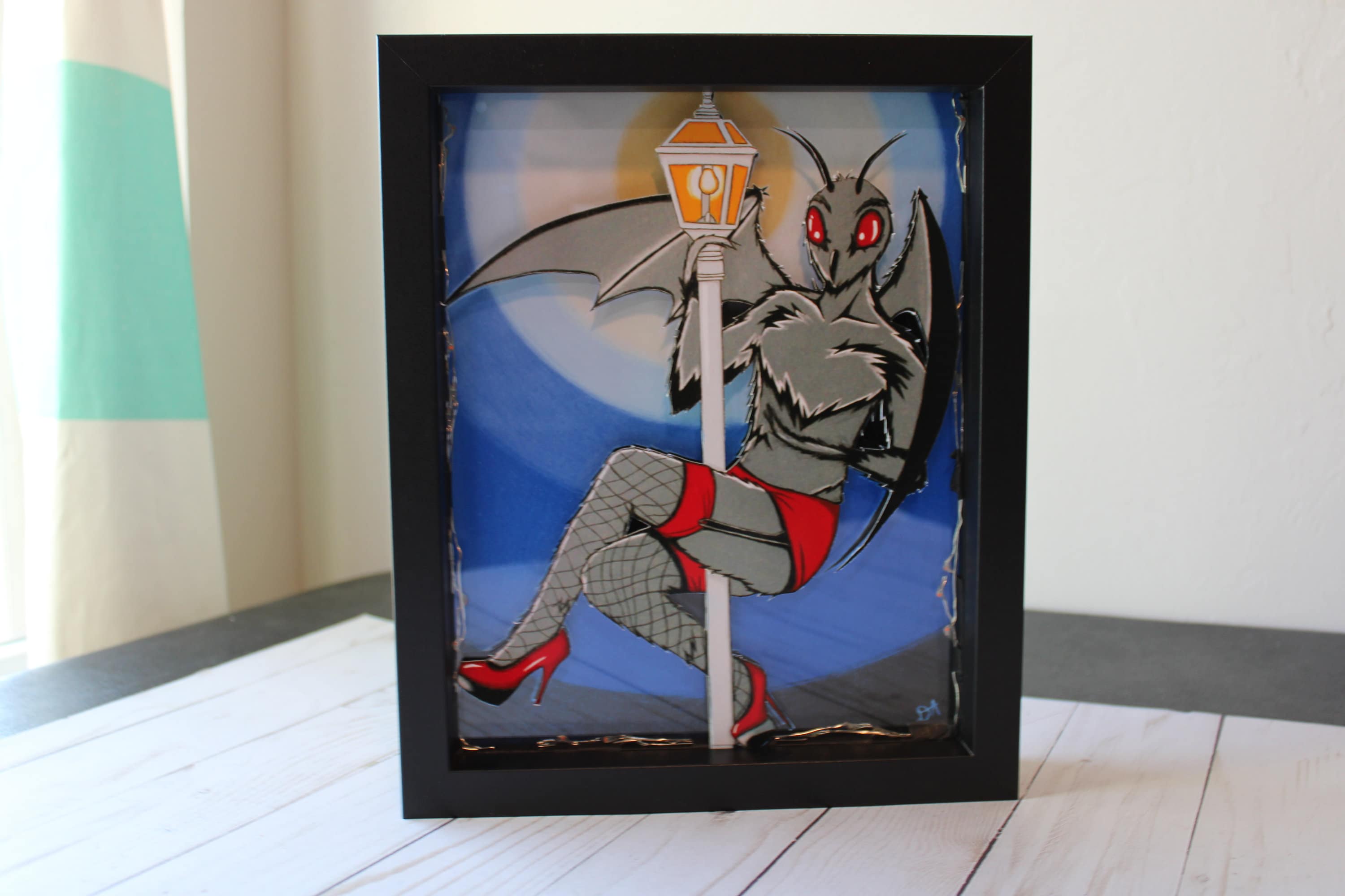 Mothman Cryptid Light Box With Red LED Lights Double Pane - Etsy