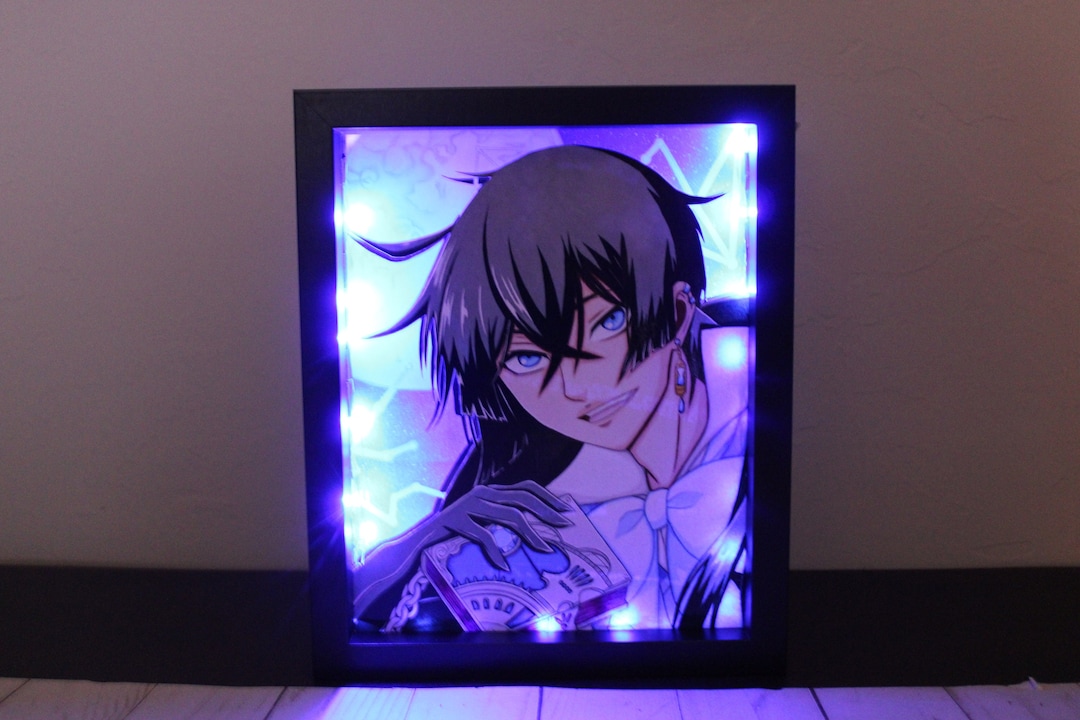 Anime Light Box With Blue LED Lights Double Pane Glass Photo Frame ...