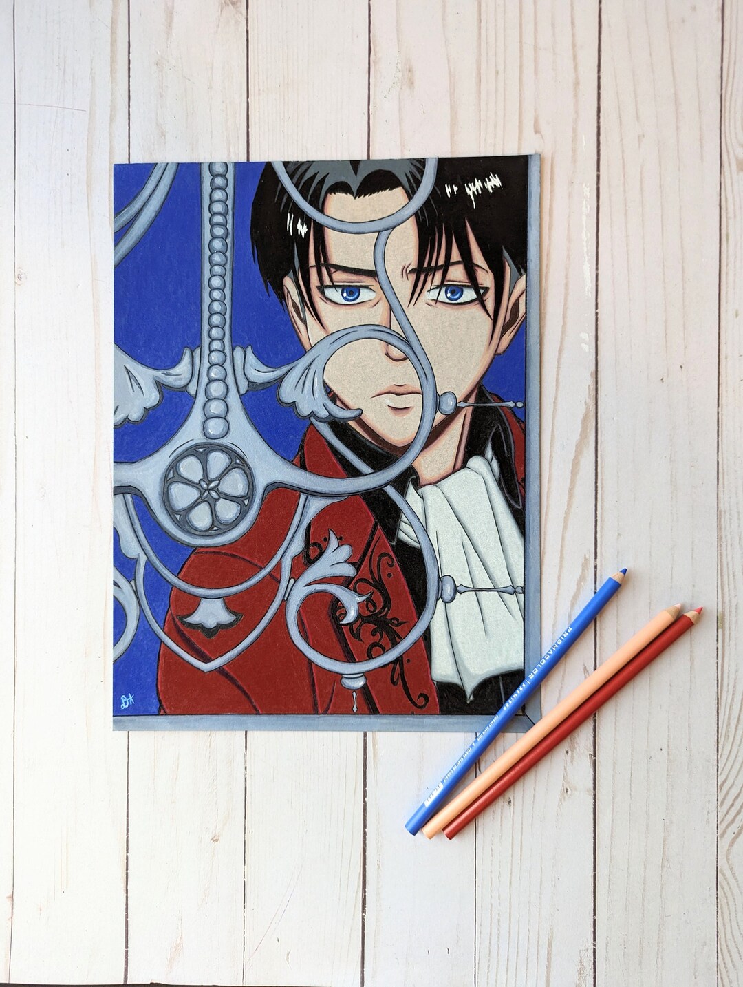 Original Drawing Captain Acrylic Paint Colored Pencil 9x12 in - Etsy