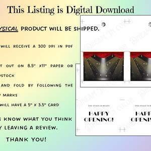 Opening Night Theater Card - Happy Opening Greeting for Performers - Etsy