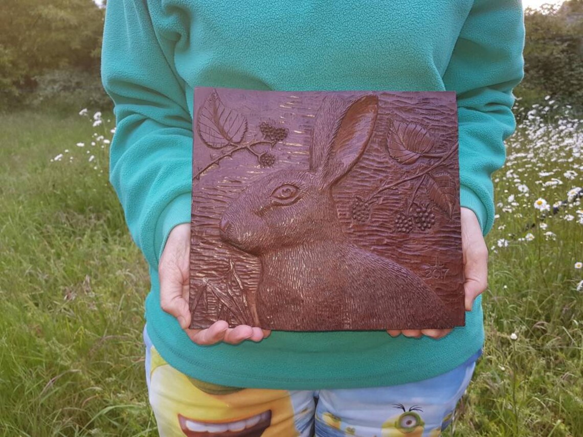 Blackberry Hare Wood Carving Decorative Wall Hanging - Etsy
