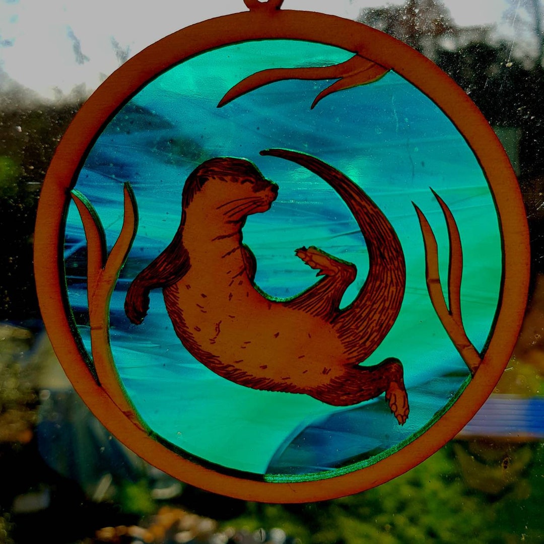 Otter Suncatcher Glass Stunning Stained Glass Lightcatcher Animal ...