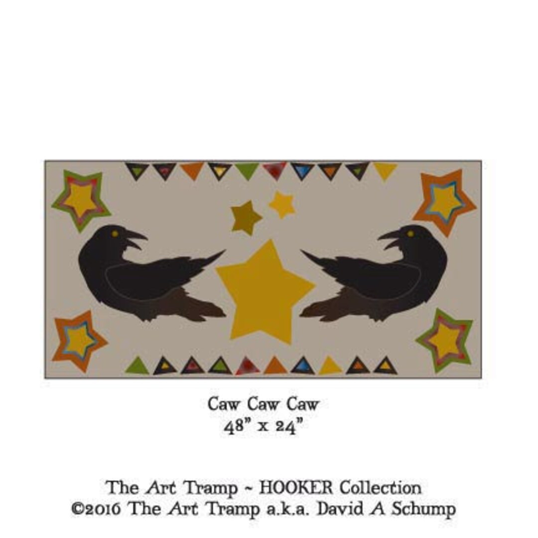 Caw Caw Caw ~ 48" X 24" Paper Pattern for HOOKED RUG by the Art Tramp ...