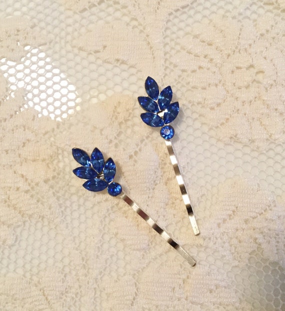 Sapphire Hair Pins Vintage Sapphire Crystals Blue Bobby | Etsy