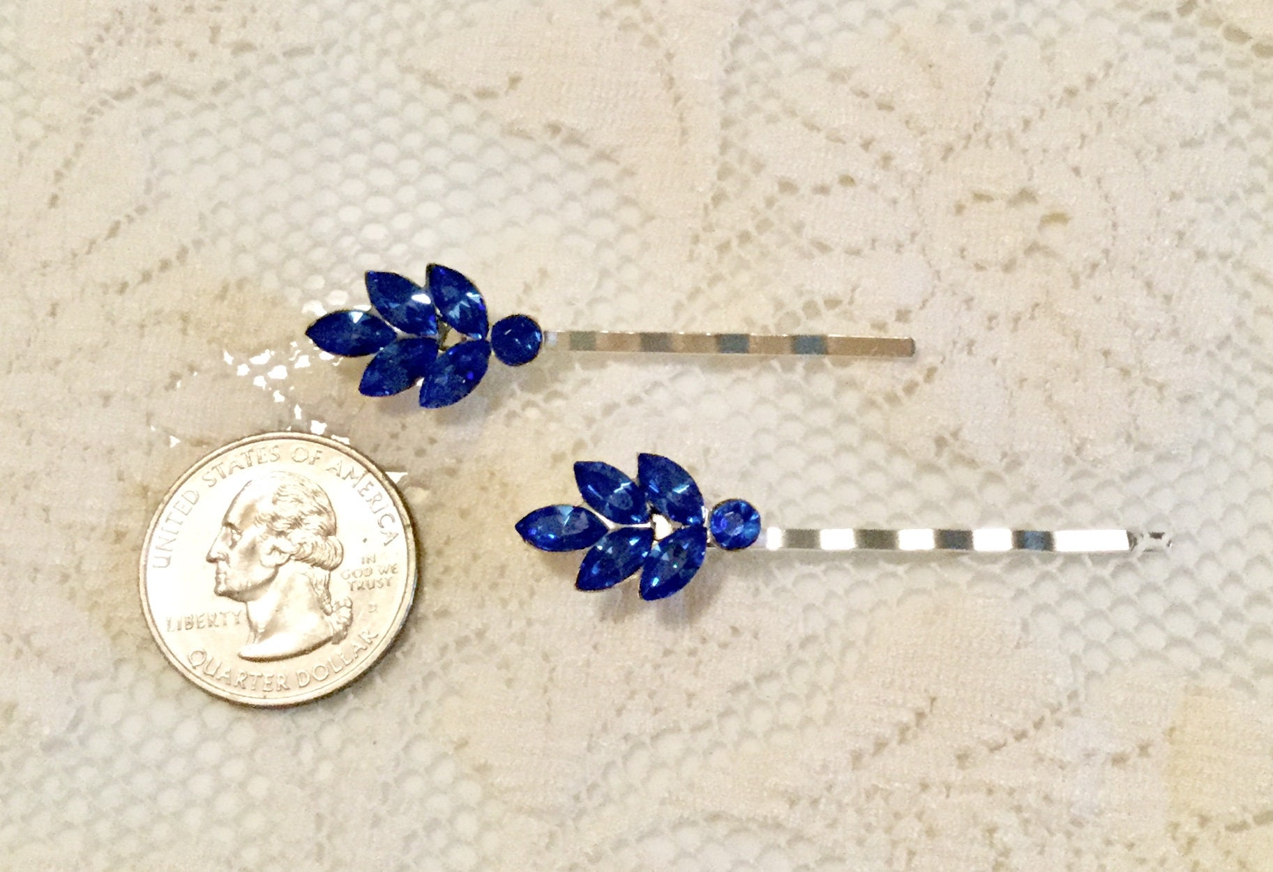 Sapphire Hair Pins Vintage Sapphire Crystals Blue Bobby | Etsy
