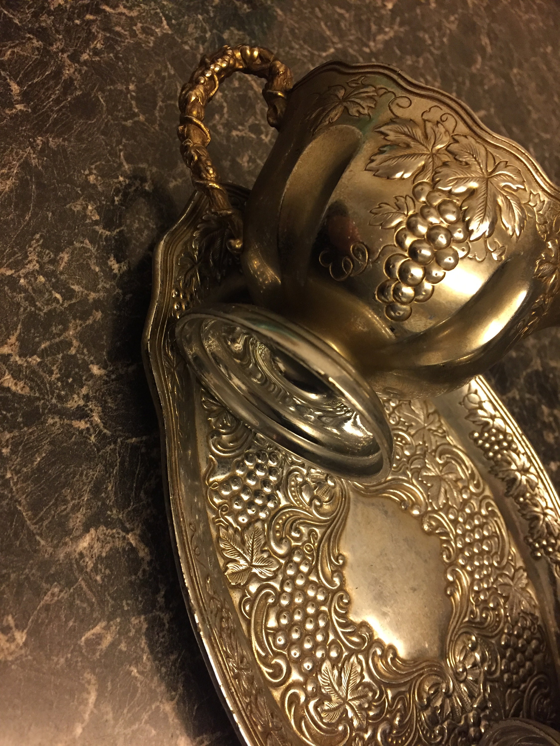 Authentic Vintage Heavy Metal Ware Stamped Creamer Set on Tray - Etsy.de