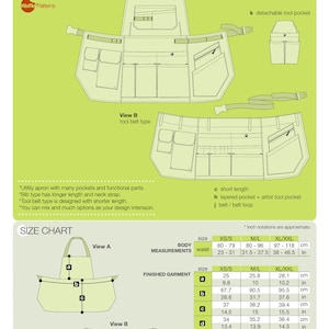 PDF Sewing Pattern for Women Utility Apron / Tool Belt -kaede- (size XS ...