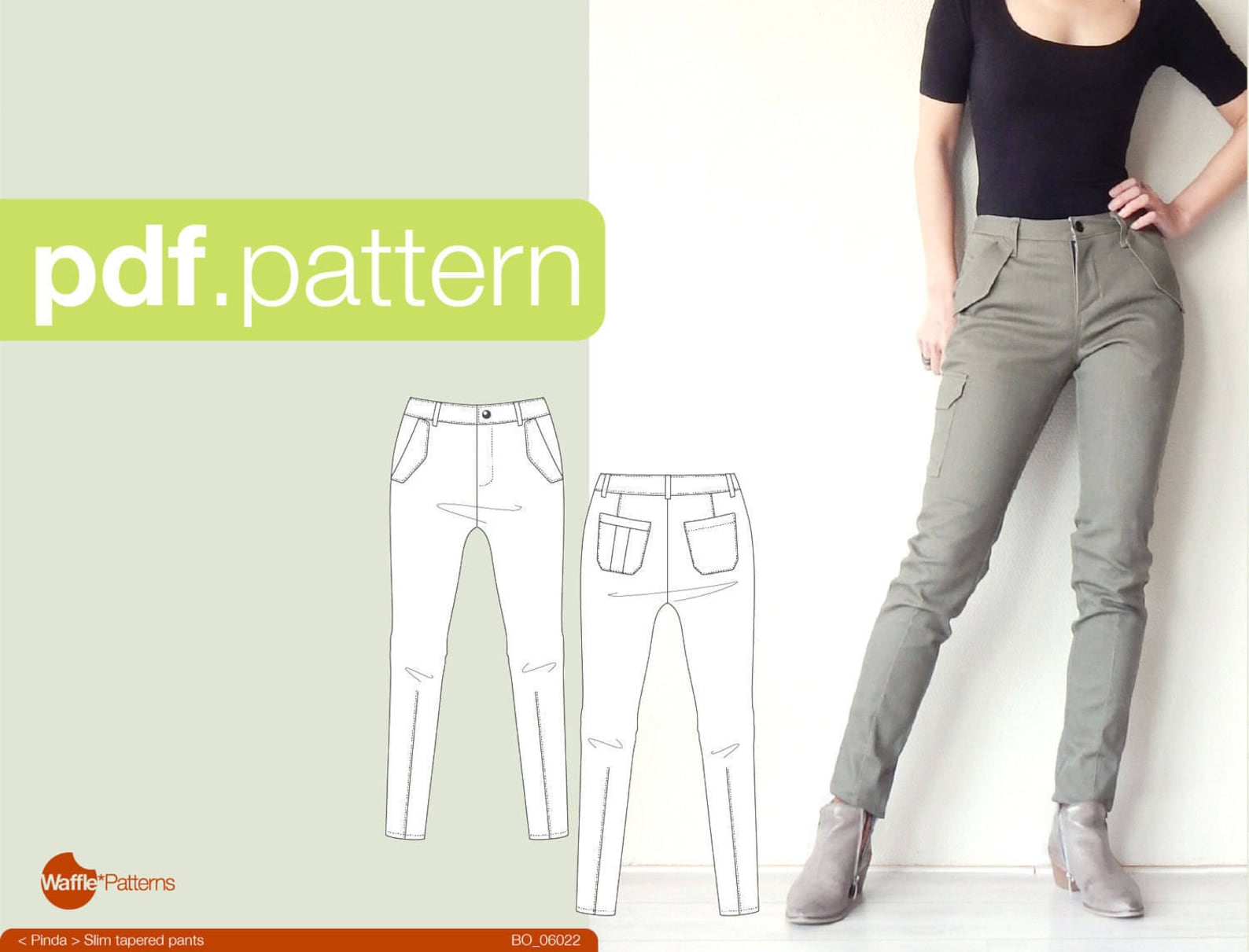 PDF Sewing Pattern Women Slim Tapered Pants -pinda- (size 34-48) - Etsy