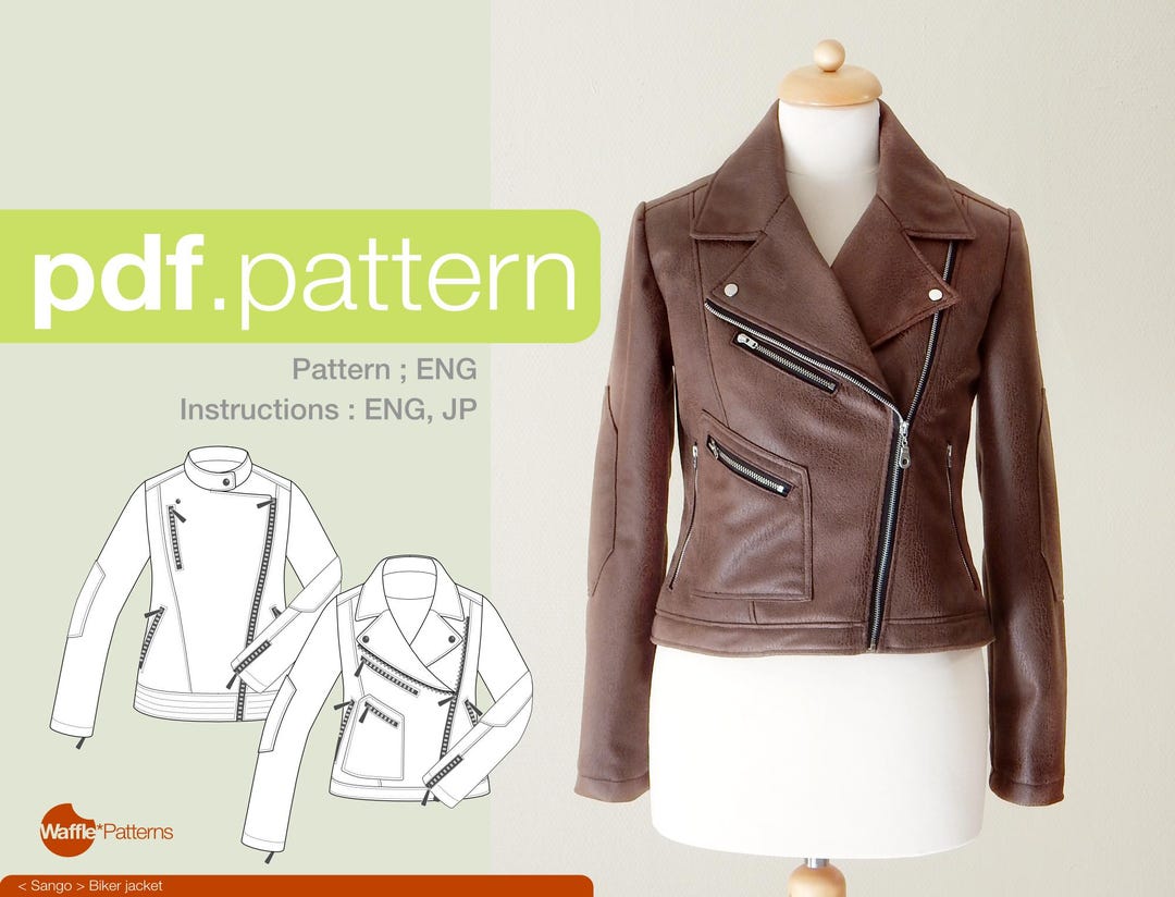 Biker Jacket Digital Sewing Pattern; (size EU 32-54) (PDF Download ...