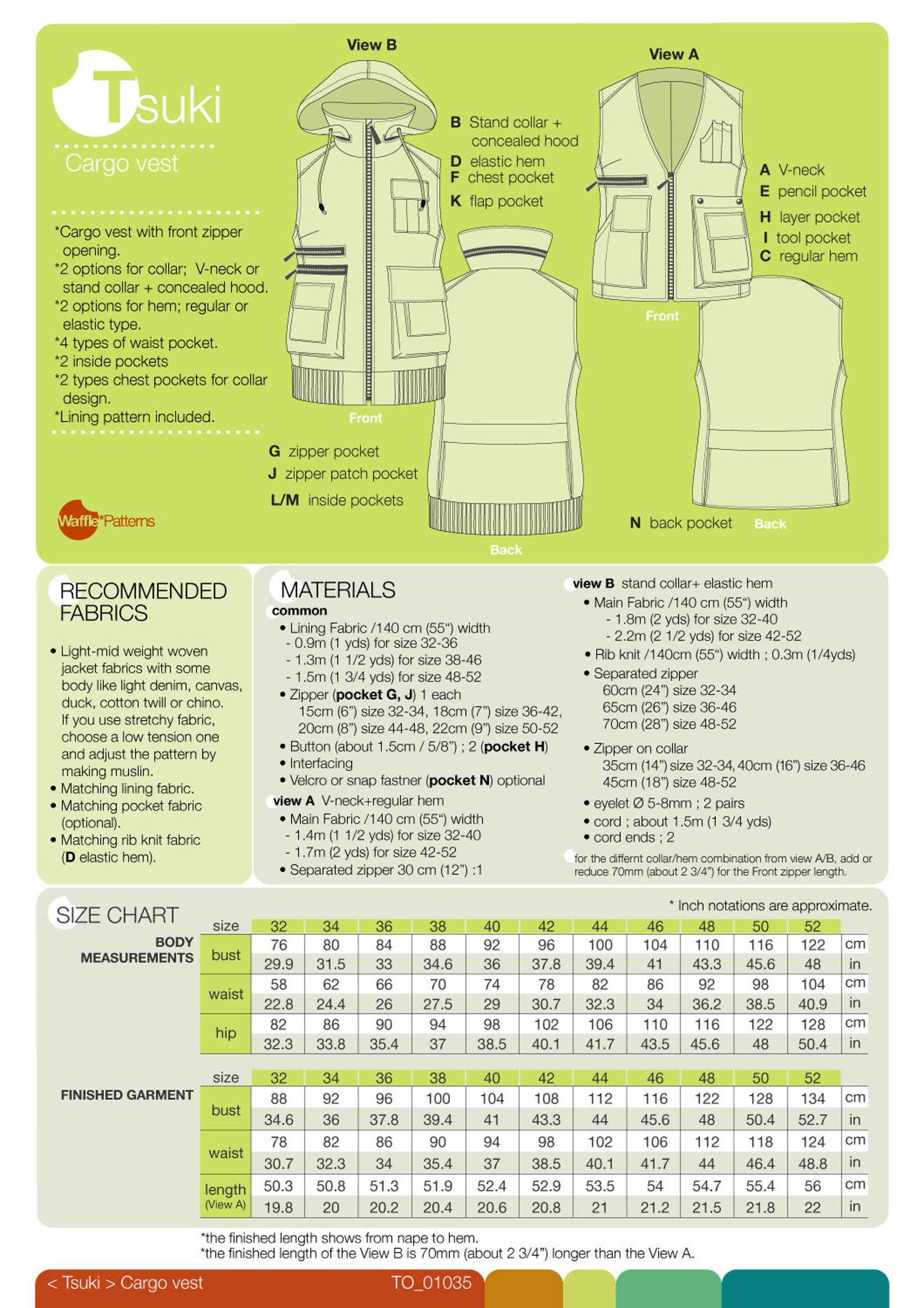 PDF Sewing Pattern for Women Cargo Vest -tsuki- (size 32-52) - Etsy