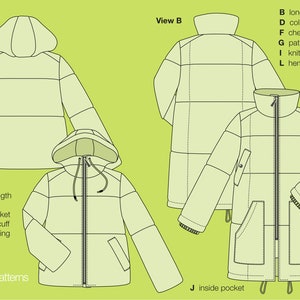 PDF Sewing Pattern for Women Puffer Jacket -mitsuba- (size 32-52) - Etsy