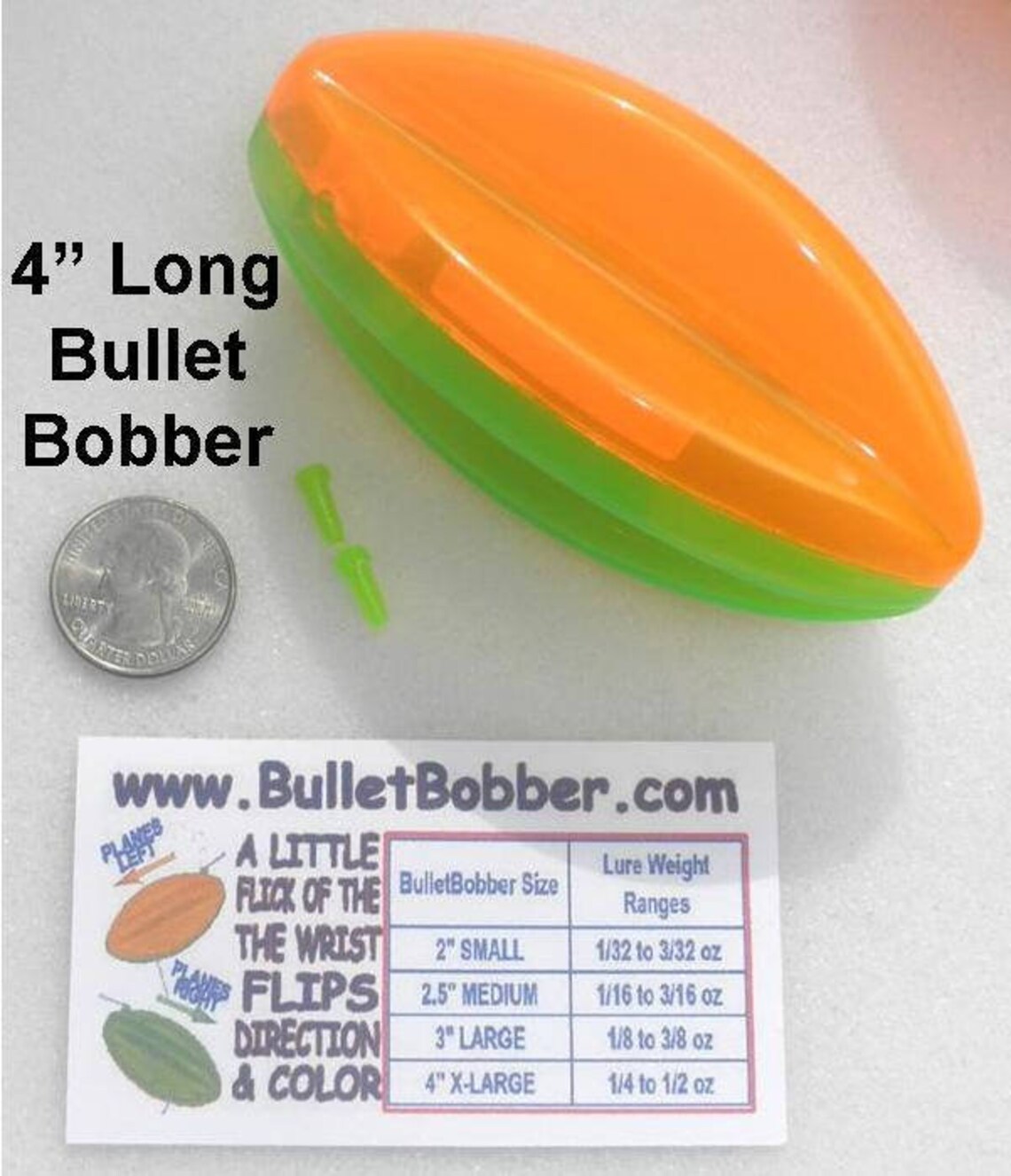 One (1) 4" Bulletbobber, Water Stunt Kite Mini Planer Board Bobber Go ...
