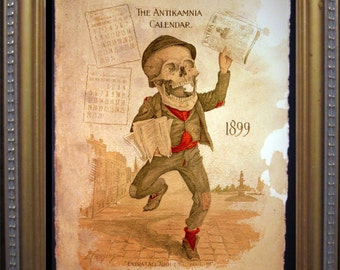Antikamnia Calendar Skeleton Illustration Cowboy Rough Rider | Etsy