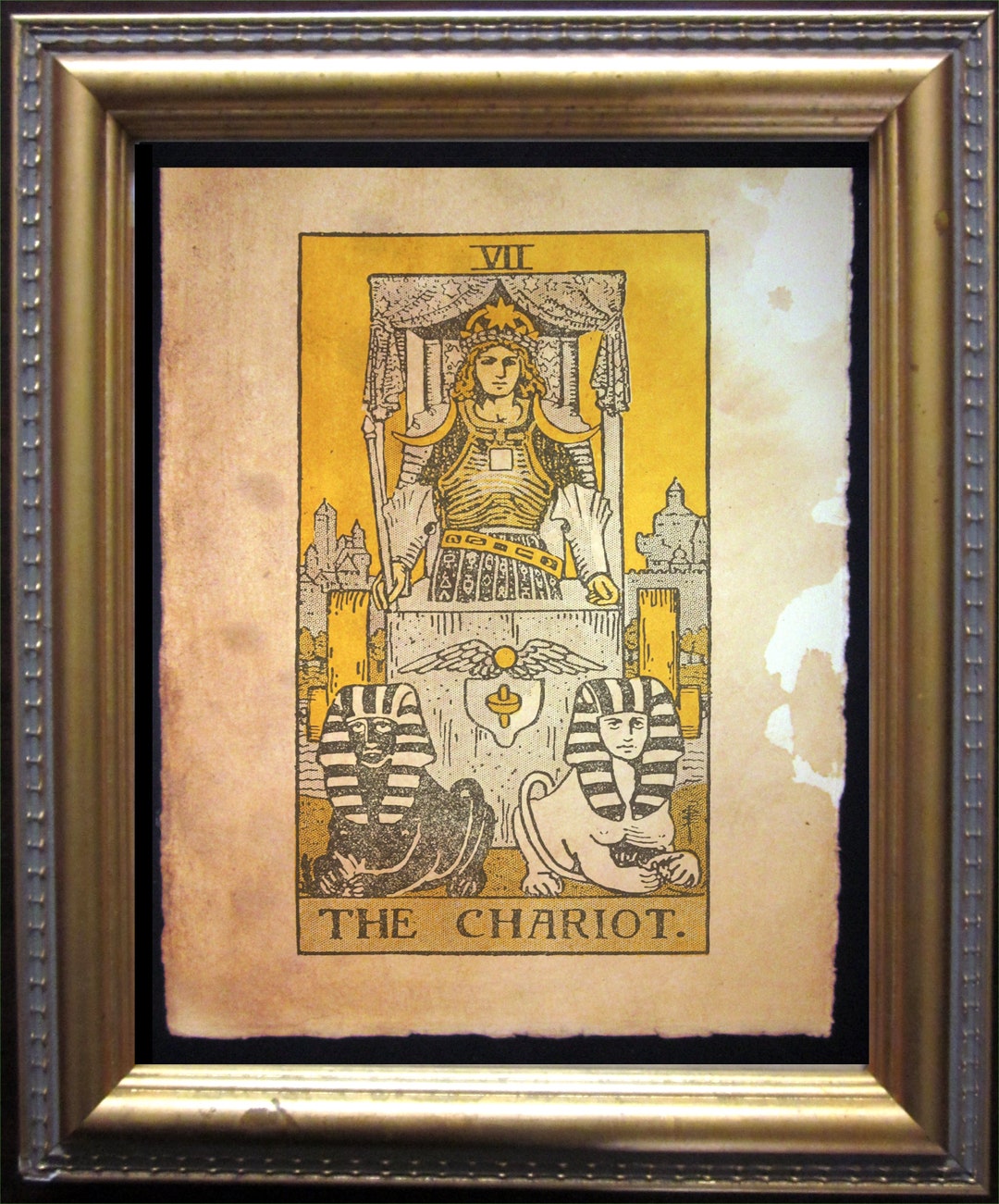 The Chariot Tarot Card Vintage Art Print Tea Stained Paper Tarot Card ...