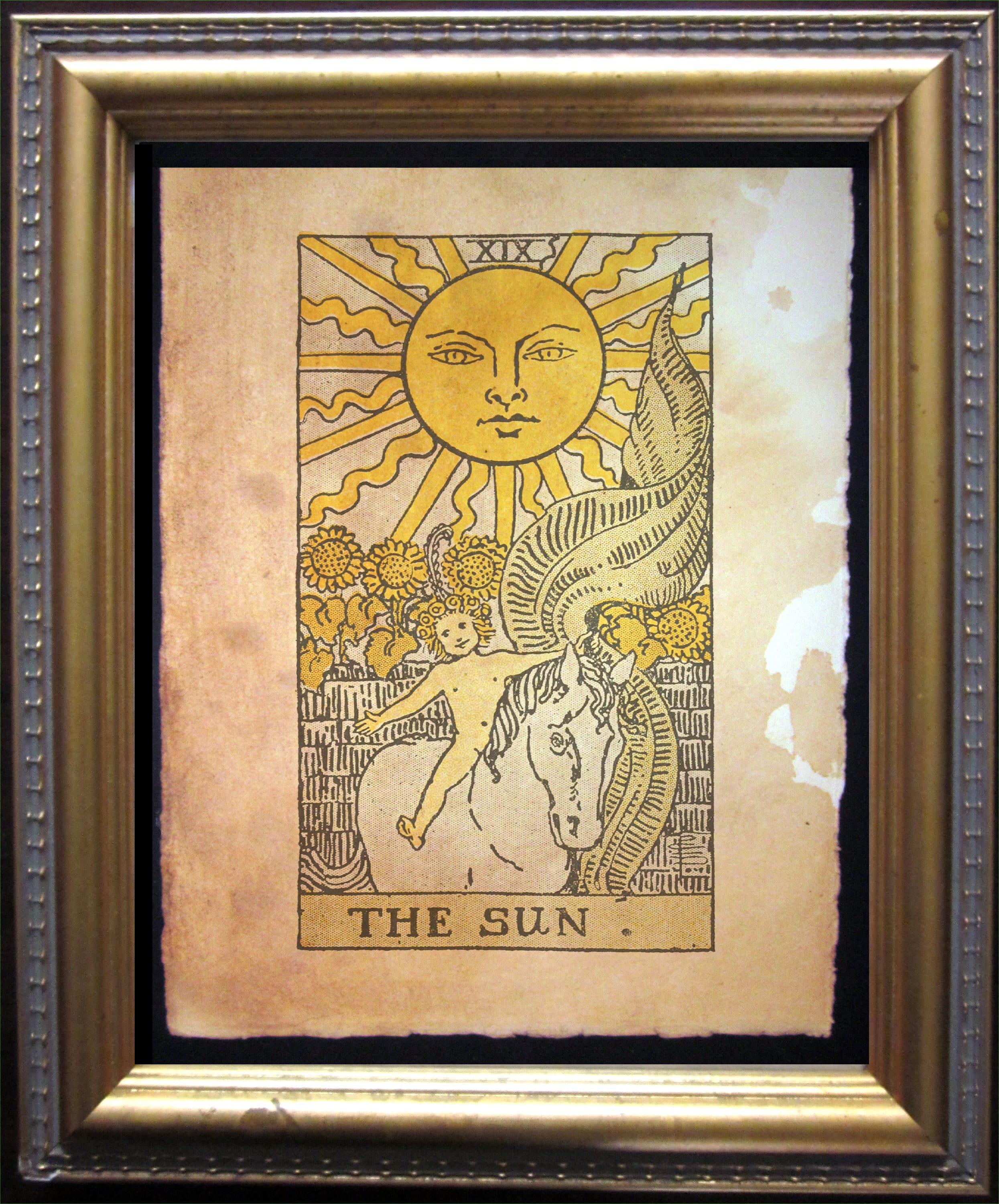 The Sun Tarot Card Vintage Art Print Tea Stained Paper tarot | Etsy