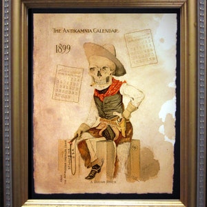 Antikamnia Calendar Skeleton Illustration Cowboy Rough Rider Art Print ...