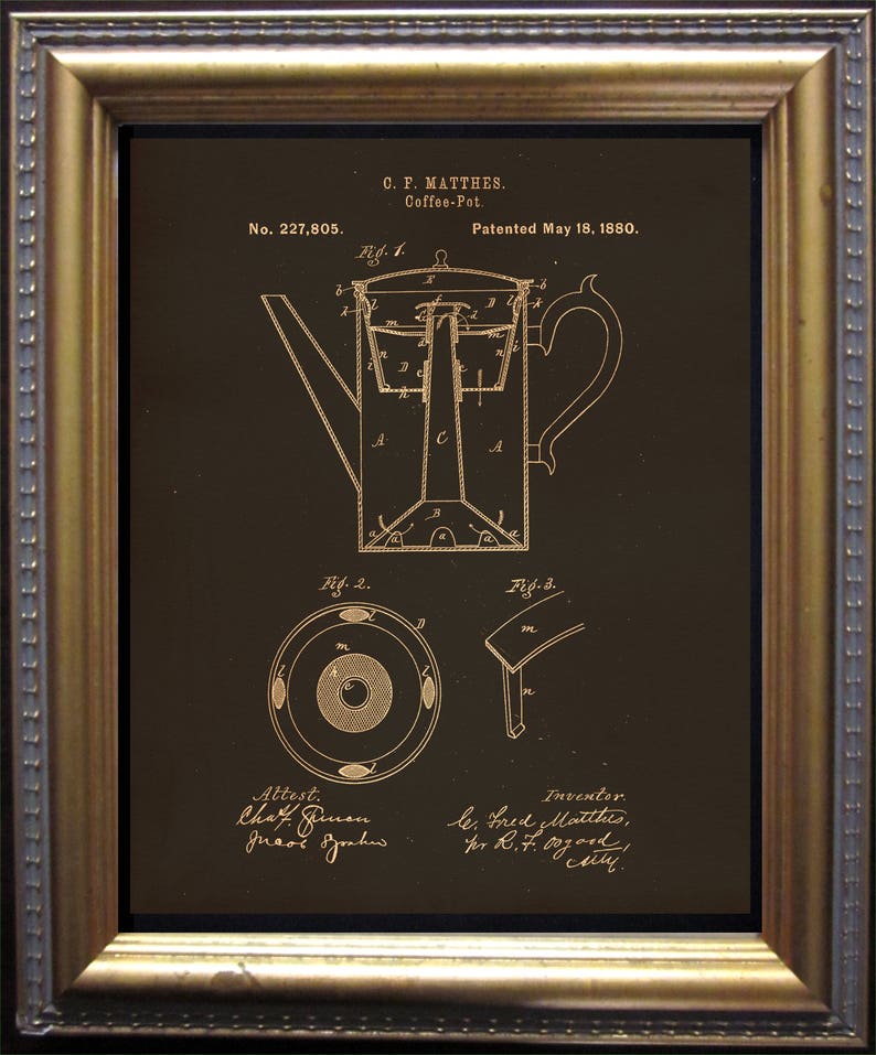 Vintage Coffee Pot Patent Print Vintage Print Coffee Pot | Etsy