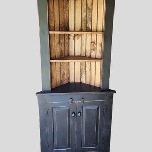 Rustic Solid Wood Corner Hutch: Farmhouse Display Cabinet & Storage for ...