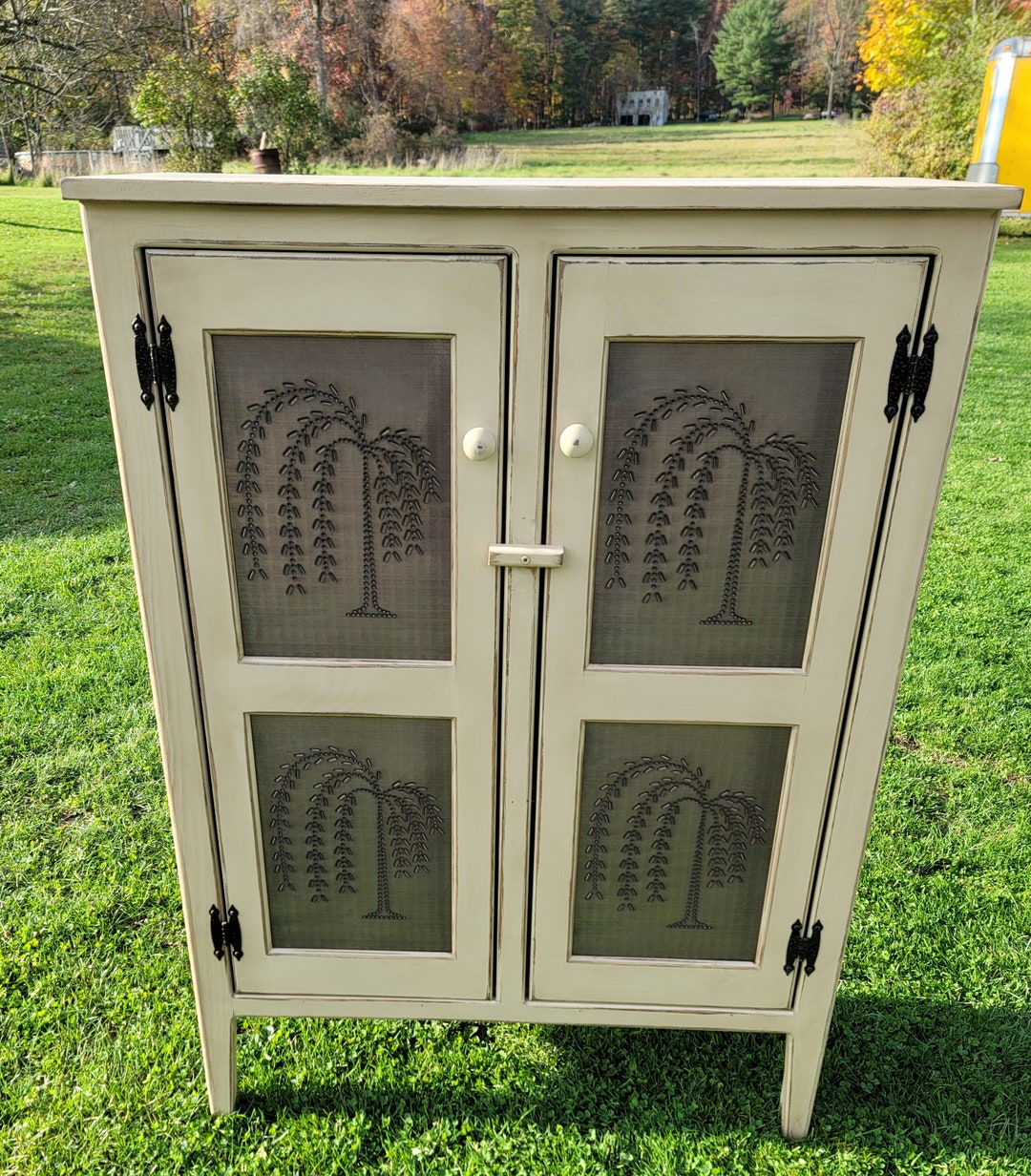Rustic Style Punched Tin Cabinet: Farmhouse Storage Cupboard - Etsy