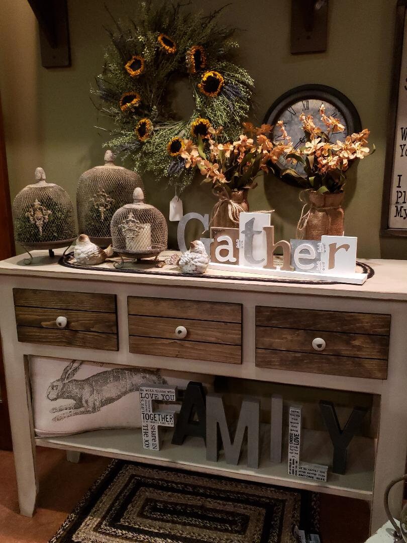 Handmade Rustic Entry Table With Drawers , Farmhouse Style Console ...