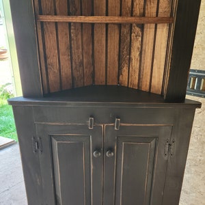 Rustic Solid Wood Corner Hutch: Farmhouse Display Cabinet & Storage for ...