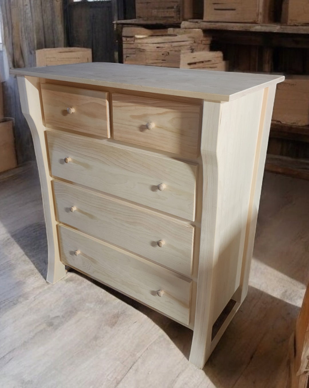 Handmade Farmhouse Dresser: Distressed Pine Wood Chest of Drawers - Etsy