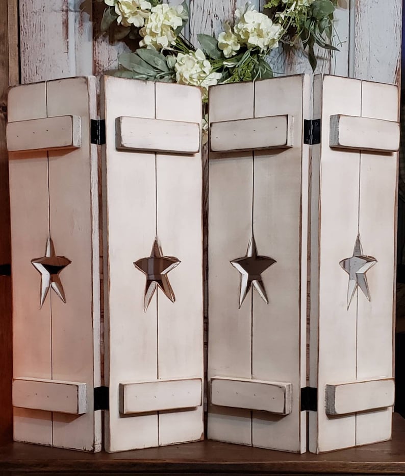Primitive Shutters in Distressed Farmhouse Finish - Country Decor - Etsy