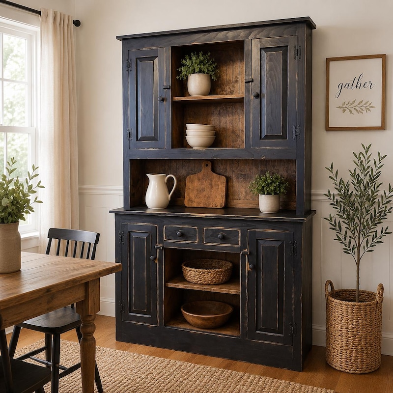 Solid Wood Hutch Cabinets - Etsy