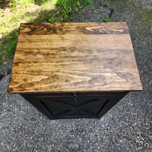 Handmade Wood Tilt Door Garbage Can, Rustic Trash Bin, Waste Basket ...