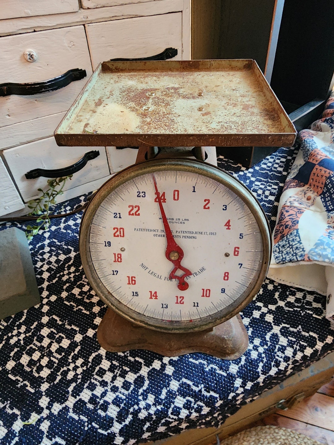 Antique Scale With Original Patina, Vintage Kitchen Decor, Old Weighing ...