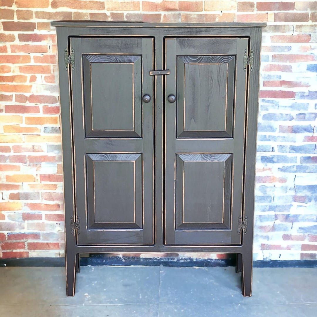 Rustic Farmhouse Cabinet: Primitive Kitchen Storage Cupboard Organizer ...