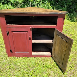 Rustic Corner Cabinet Farmhouse Entertainment Console - Etsy