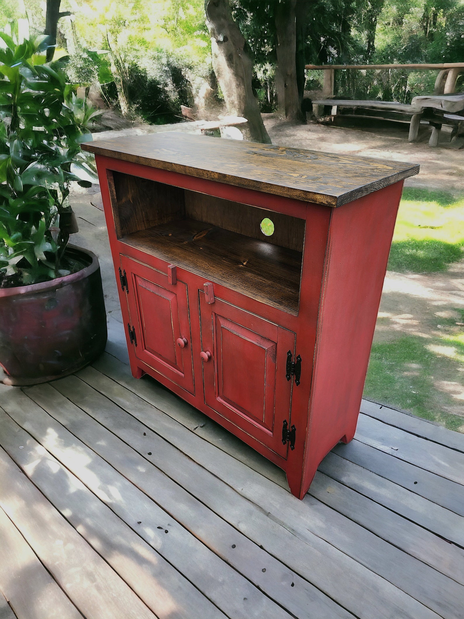 Small Farmhouse Buffet Cabinet - Distressed Rustic Storage Sideboard ...