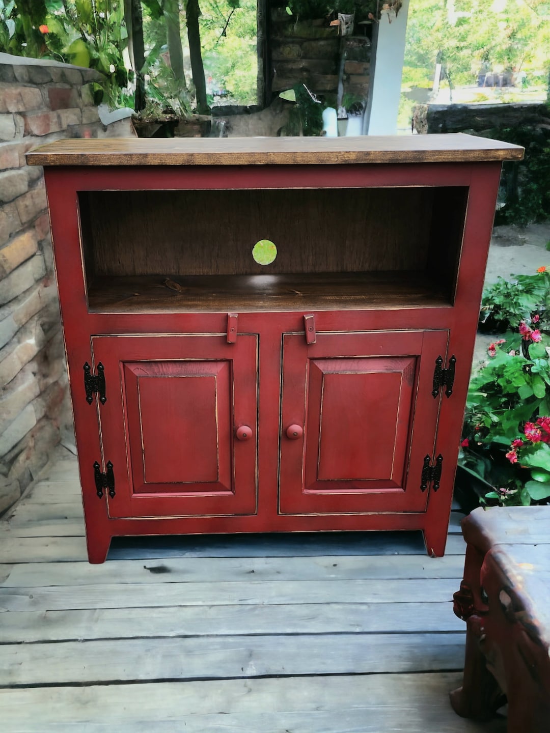 Small Farmhouse Buffet Cabinet - Distressed Rustic Storage Sideboard ...