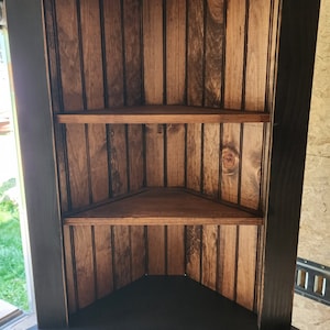 Rustic Solid Wood Corner Hutch: Farmhouse Display Cabinet & Storage for ...