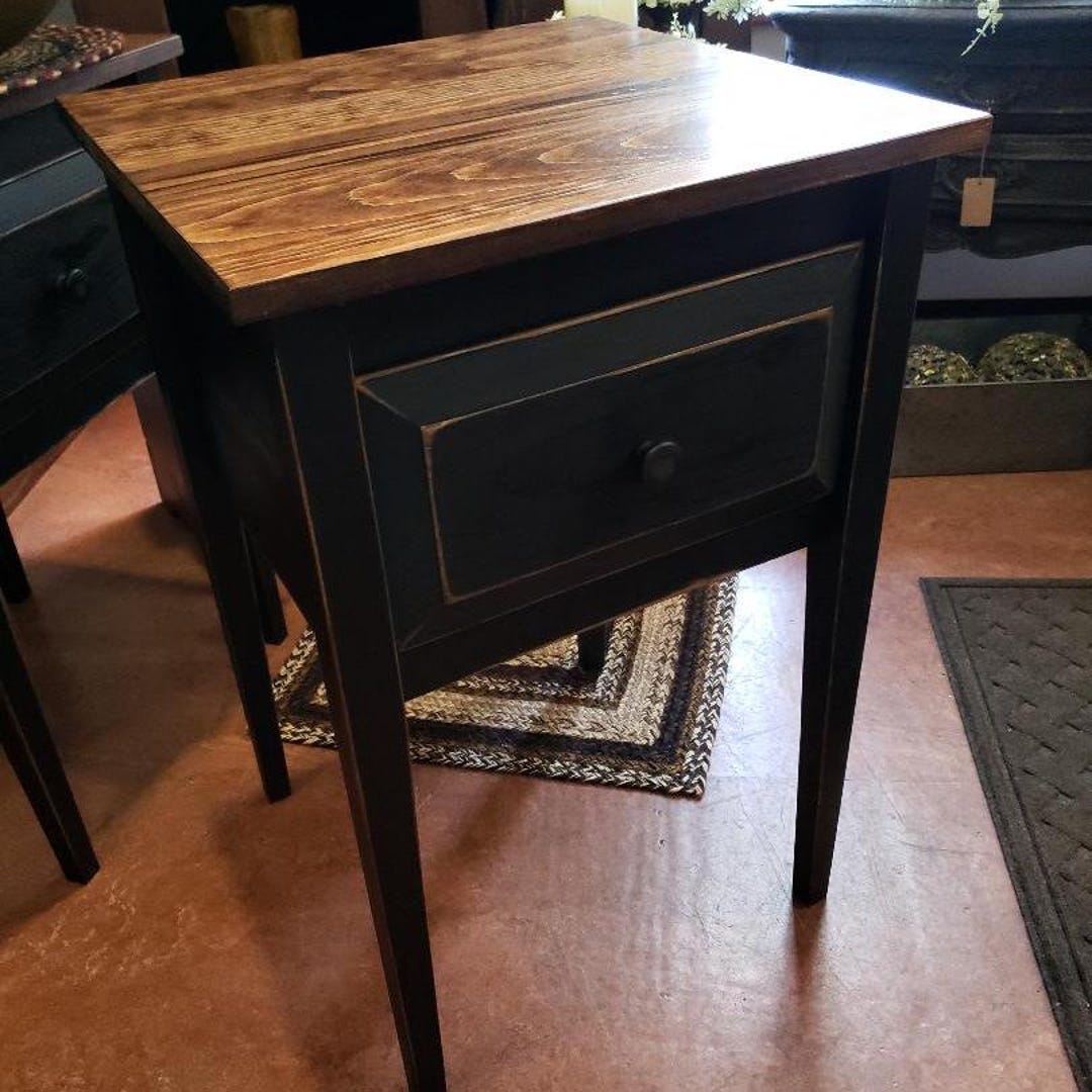 End Table With Farmhouse Style Finish - Rustic Night Stand With Drawer ...