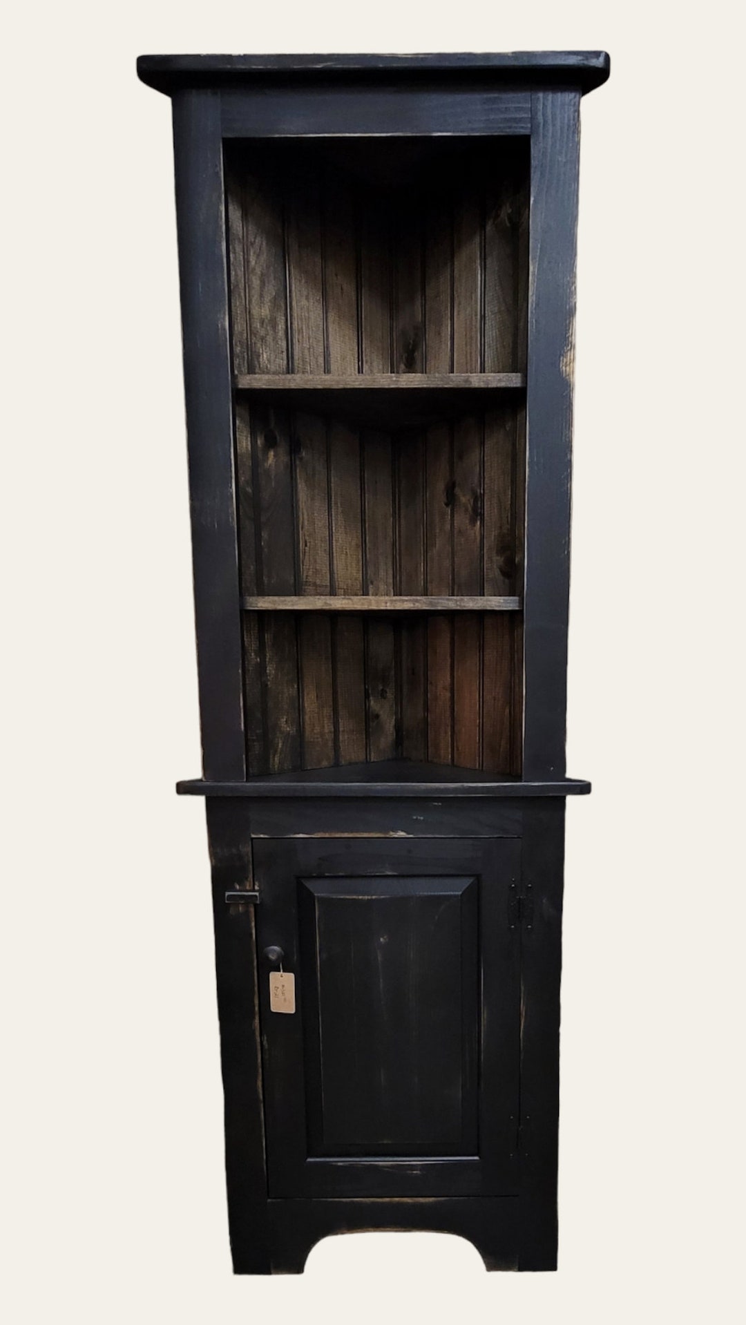 Handmade Rustic Corner Hutch: Black Distressed Wood Cabinet - Etsy