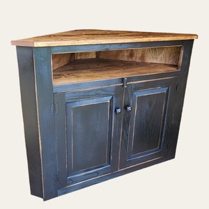 Rustic Corner Cabinet Farmhouse Entertainment Console - Etsy