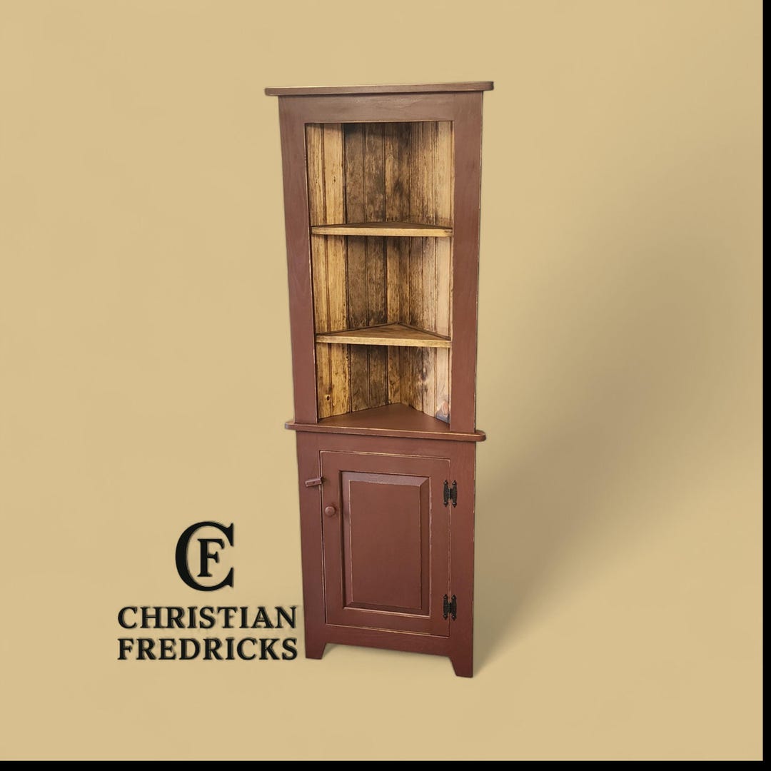 Rustic Corner Hutch: Narrow Distressed Wood Cabinet - Etsy