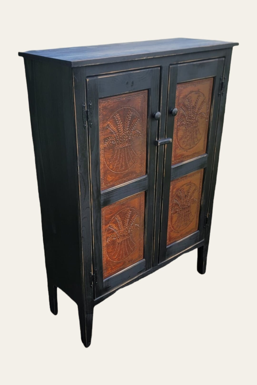 Rustic Primitive Pie Safe Cabinet: Farmhouse Tin Door Cupboard for ...