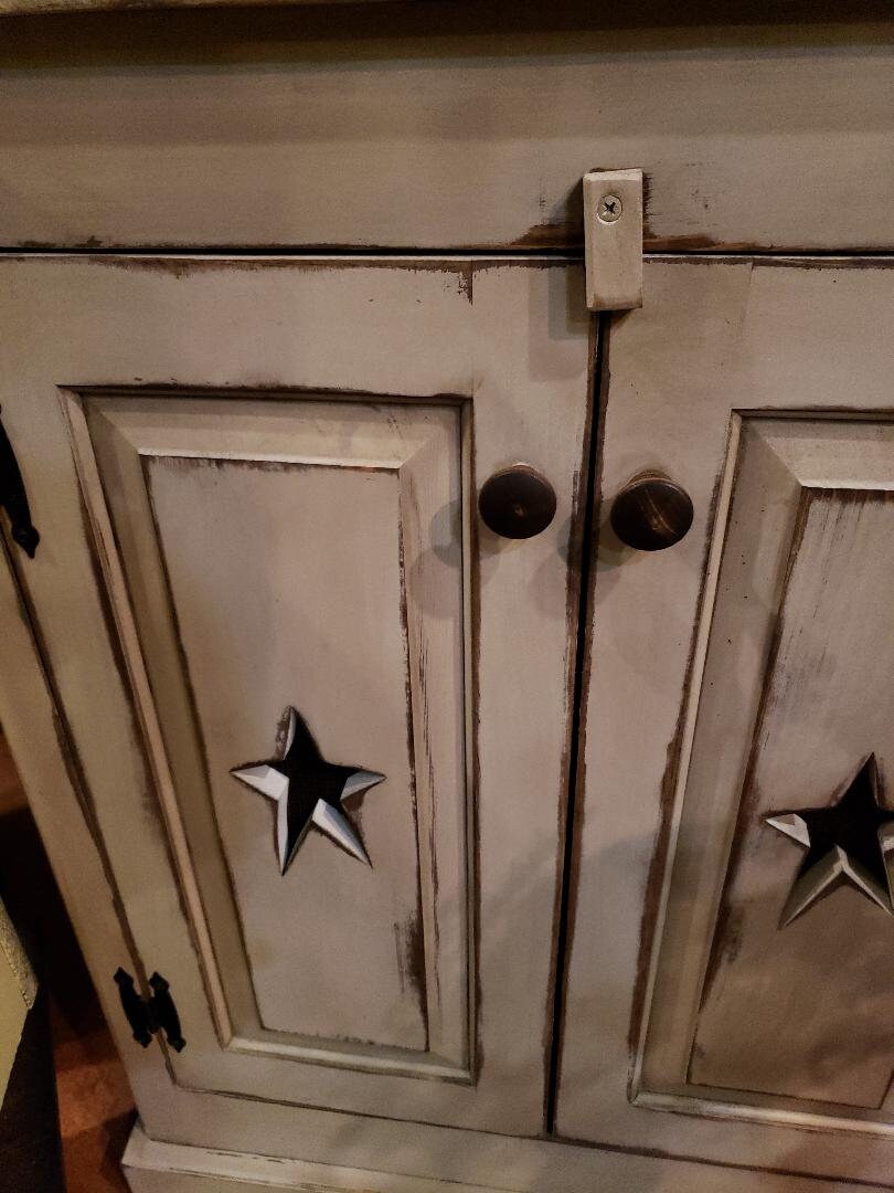 Rustic Farmhouse Jelly Cabinet: Primitive Star Door, Handmade Kitchen ...