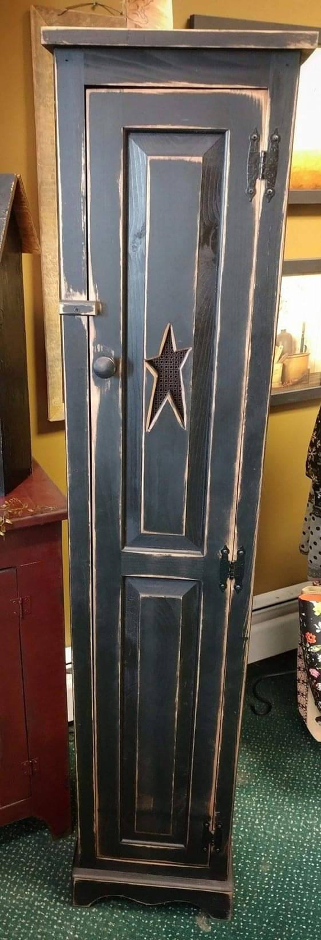 Primitive Narrow Cabinet: Tall Farmhouse Storage for Bathroom, Kitchen ...