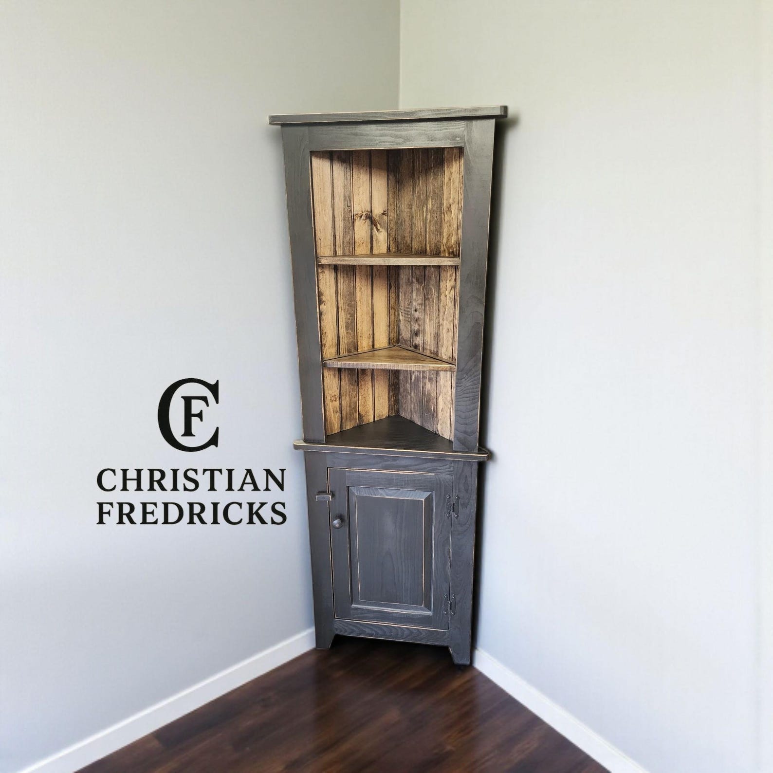 Handmade Rustic Corner Hutch: Black Distressed Wood Cabinet - Etsy
