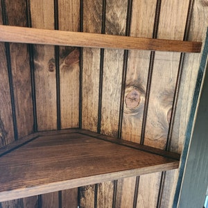 Rustic Solid Wood Corner Hutch: Farmhouse Display Cabinet & Storage for ...