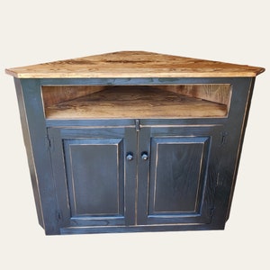 Rustic Corner Cabinet Farmhouse Entertainment Console - Etsy