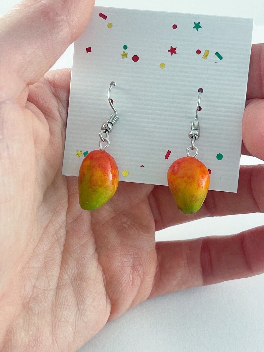 Handmade Polymer Clay Mango Earrings: Stainless Steel Hooks - Etsy
