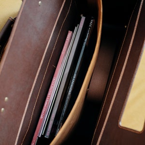Brown Leather Catalog Case, Handmade Men Briefcase, Leather Office Bag ...